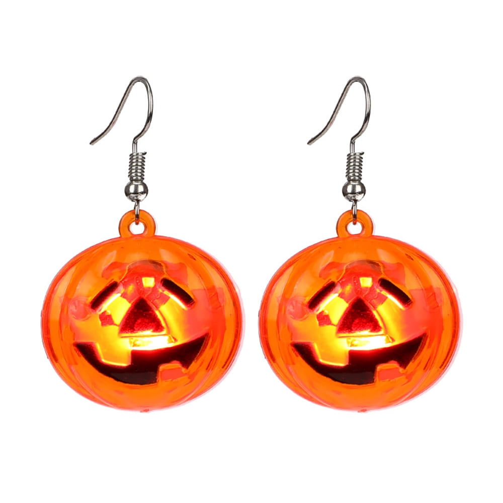 Halloween Pumpkin LED Lights Dangle Hook Earrings for Women Girls Light ...