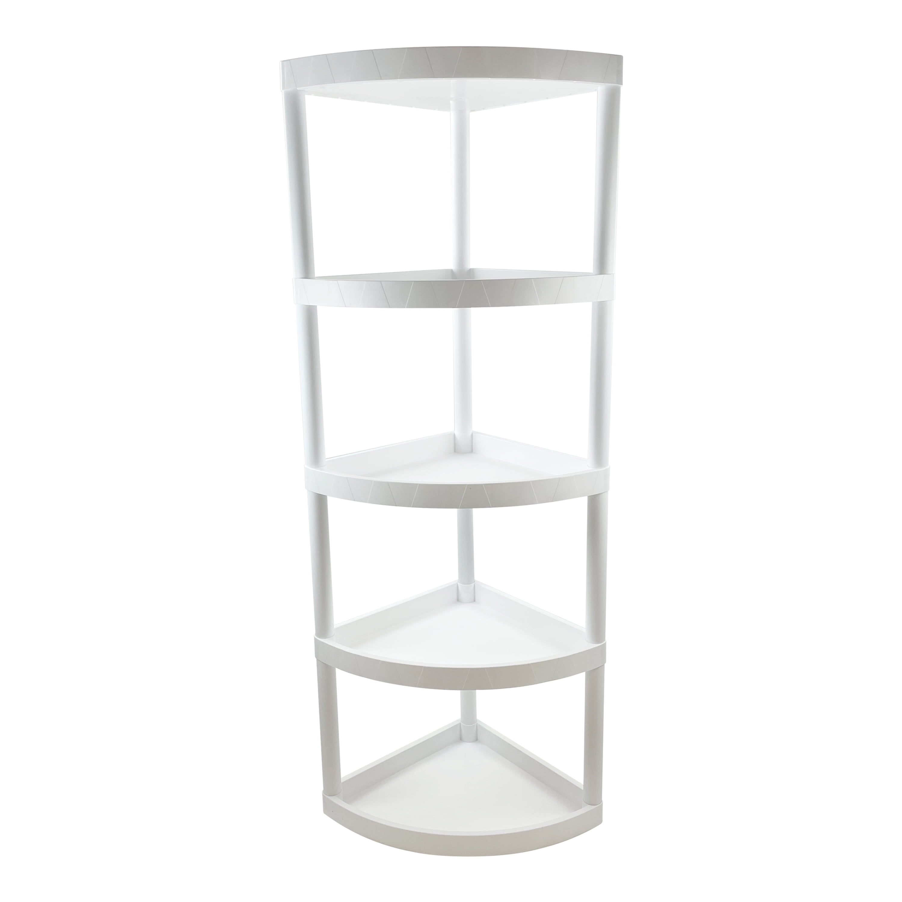 Hyper Tough 5-Tier Plastic Corner Storage Unit Shelf, 20 lbs per Shelf ...
