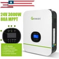 Growatt 24V 3000W 120V/240V Split Phase Solar Inverter Built-in 80A MPPT Solar Charge Controller ...