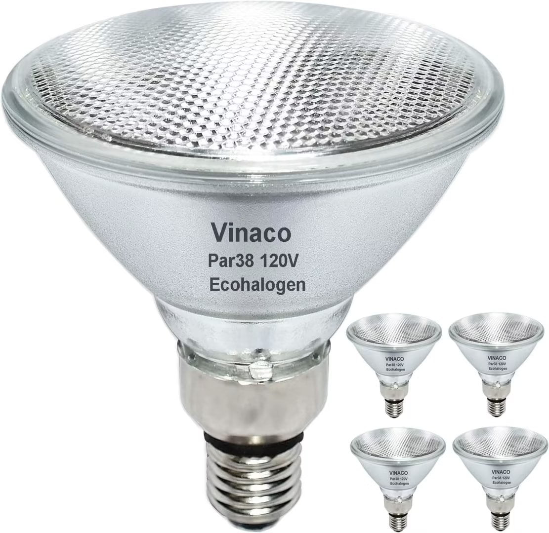 Vinaco 4PCS Par38 Halogen 80W 120V Dimmable, Long Lifespan E26 Par38 ...