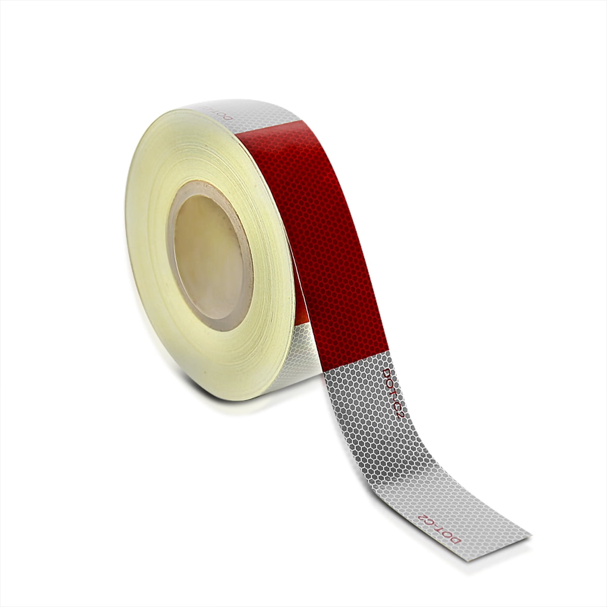 Spec-D Tuning 2 inch X 164 feet Red White Approved Dot-C2 Reflective Safety Tape Trailer Truck ...