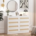 8 Drawer Double Dresser for Bedroom, Rattan Chest of Dressers, Modern ...