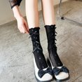Womens Lace Socks Bowknot Hollow Out Lace Socks Breathable Crew Socks ...