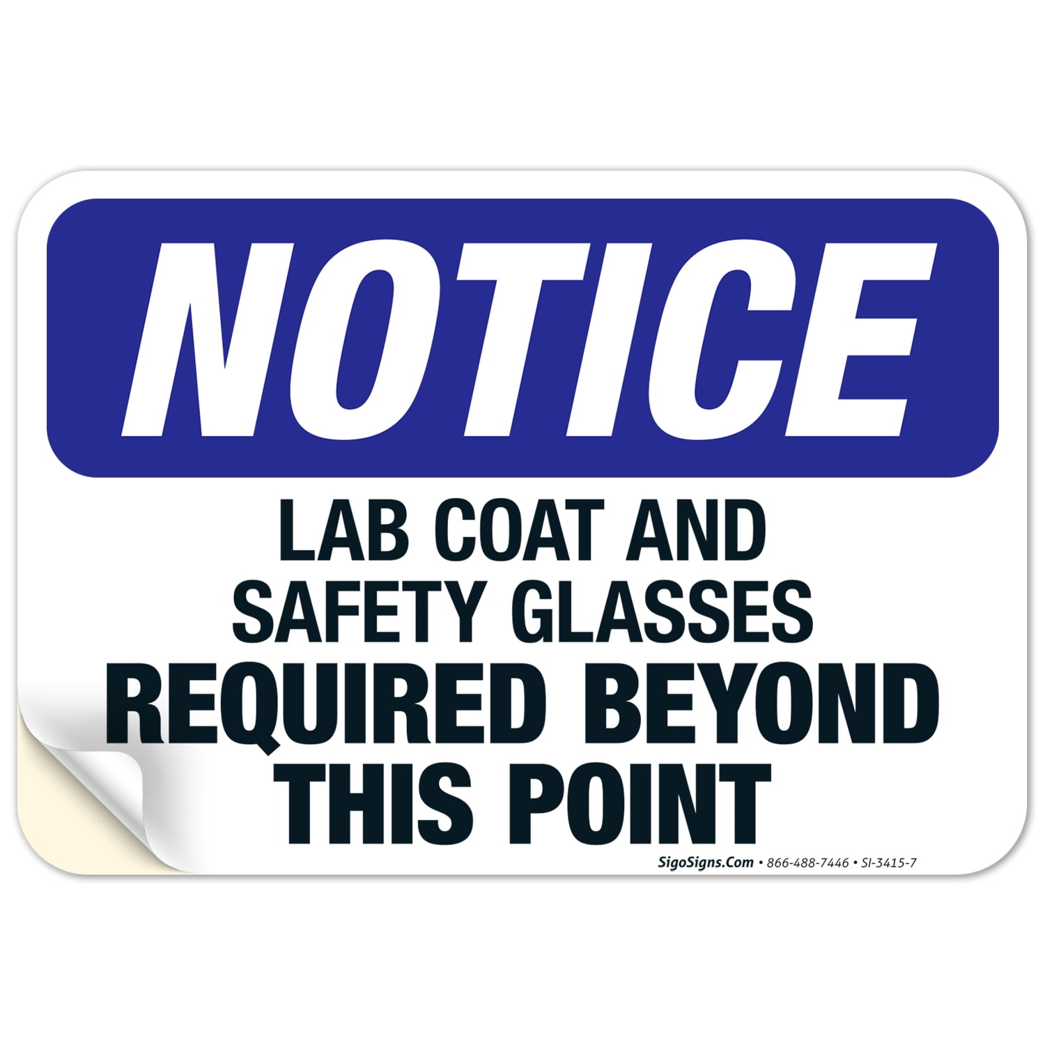 Lab Coat And Safety Glasses Required Sign, OSHA Sign, 10x7 Vinyl ...