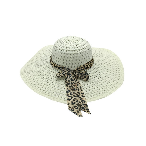 Womens Summer Beach Panama Straw Hat Wide Brim Leopard Bow Floppy Straw ... Womens Summer Beach Panama Straw Hat Wide Brim Leopard Bow Floppy Straw ...