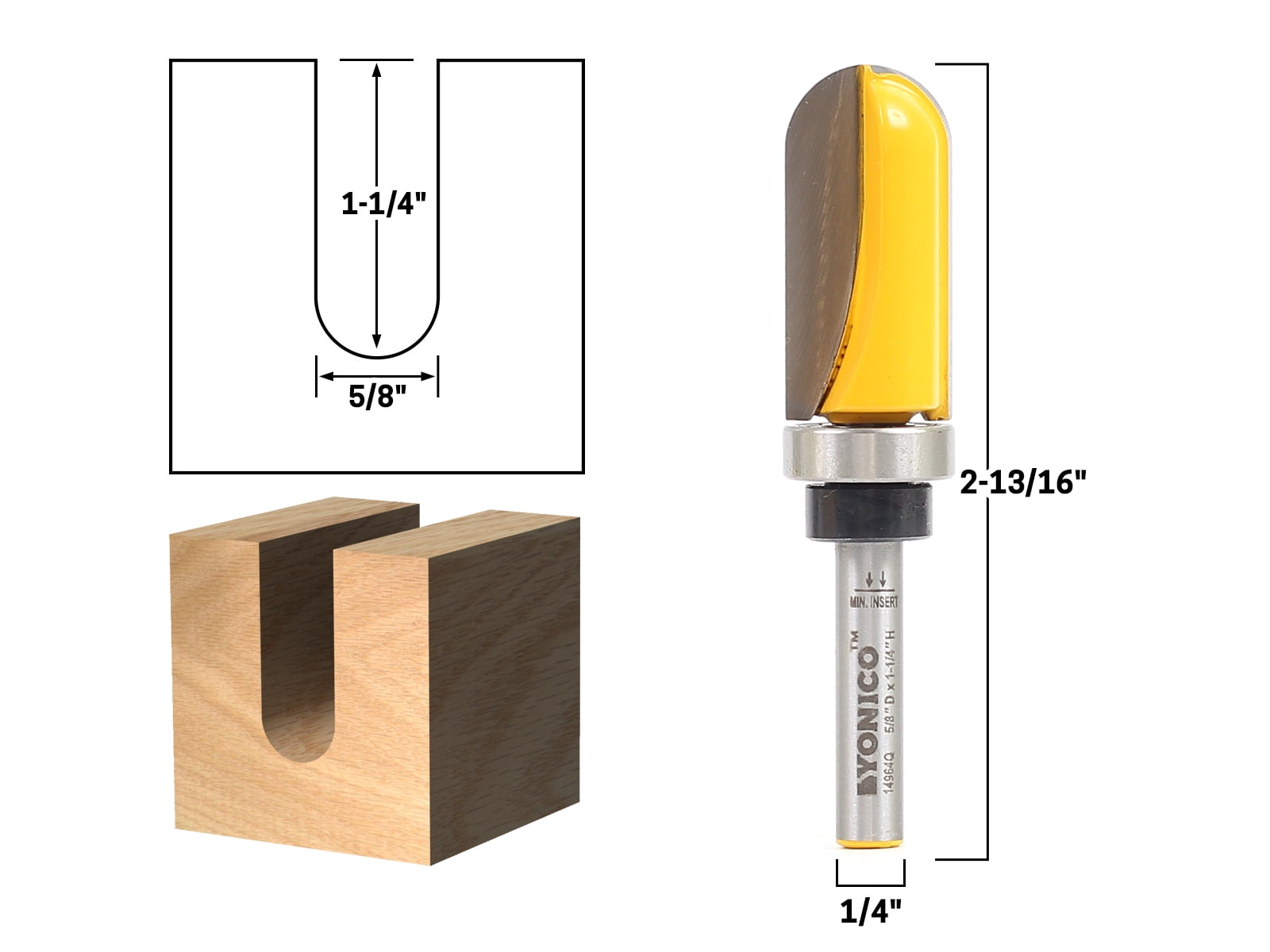5/8" Diameter Core Box Template Router Bit - 1/4" Shank - Yonico 14964q ...