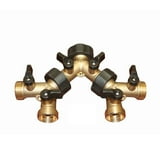 Brass 2-Way Connector Faucet Water-tap Dual Shut-off Valve Controls ...