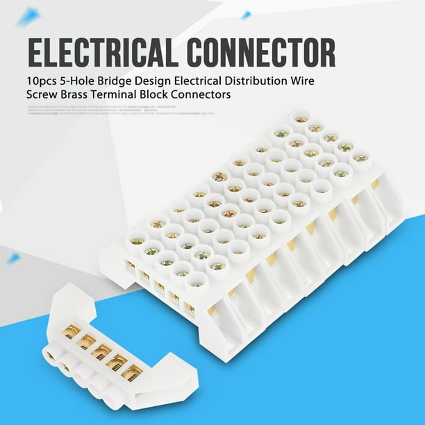 Screw Terminal, 10Pcs 5 Hole Electrical Distribution Screw Brass ...