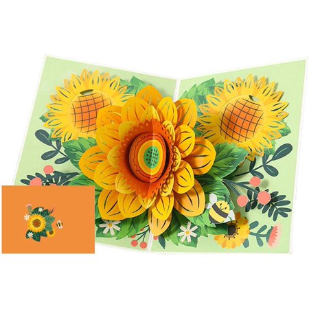 EXPLOSIVE 1 Piece Sunflower 3D Greeting Card - Congratulations Gift for ...