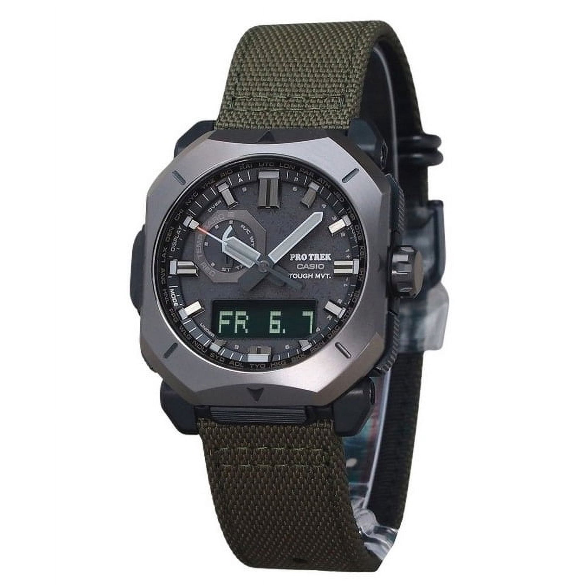Click here for Casio Protrek Analog Digital Green Cordura Cloth S... prices