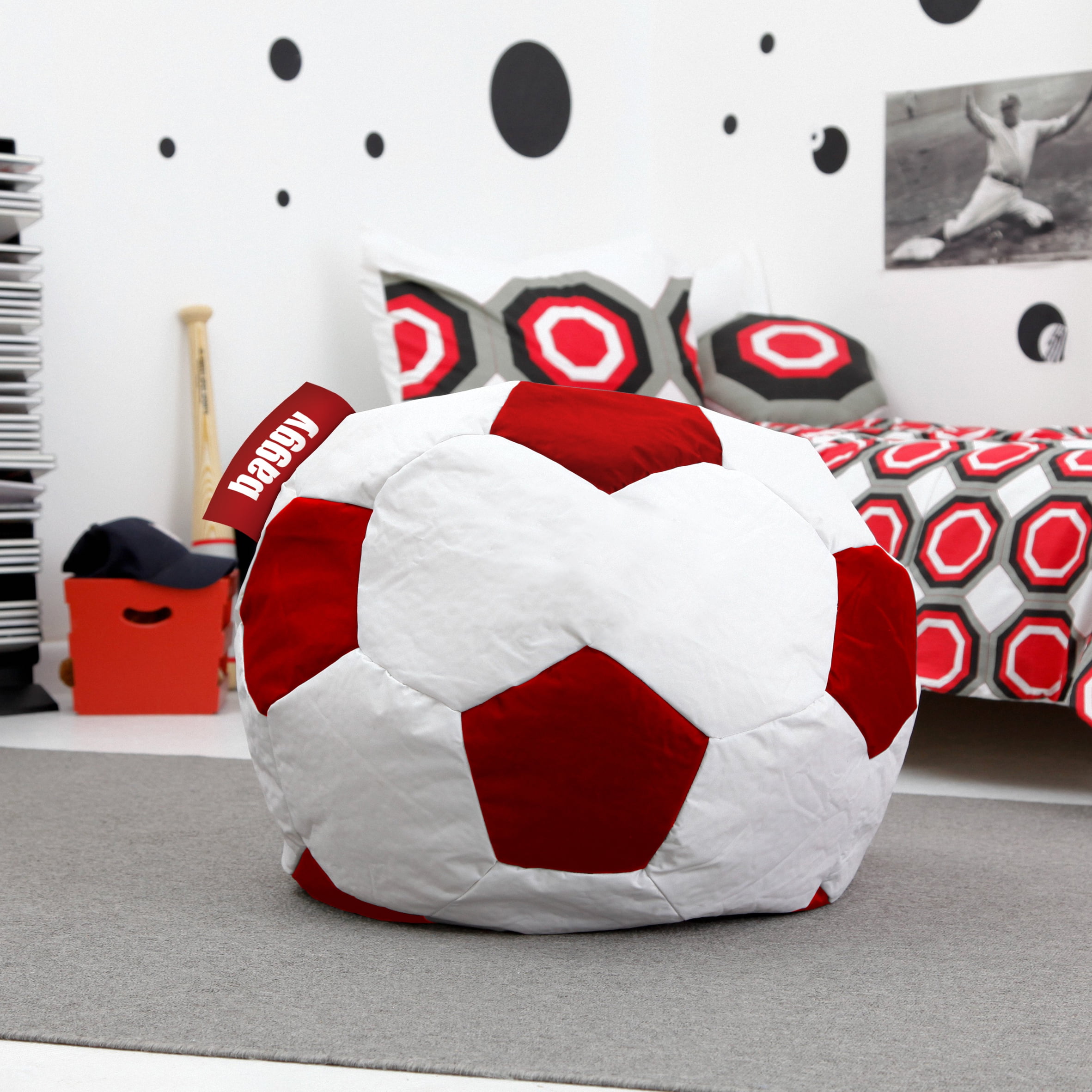 Puff Baggy Soccer Puff Rojo 90 x 90 x 60 cm Baggy Puff Baggy Soccer ...