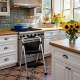 Hyper Tough Foldable Two-Step Steel Step Stool Gray Black Large ...