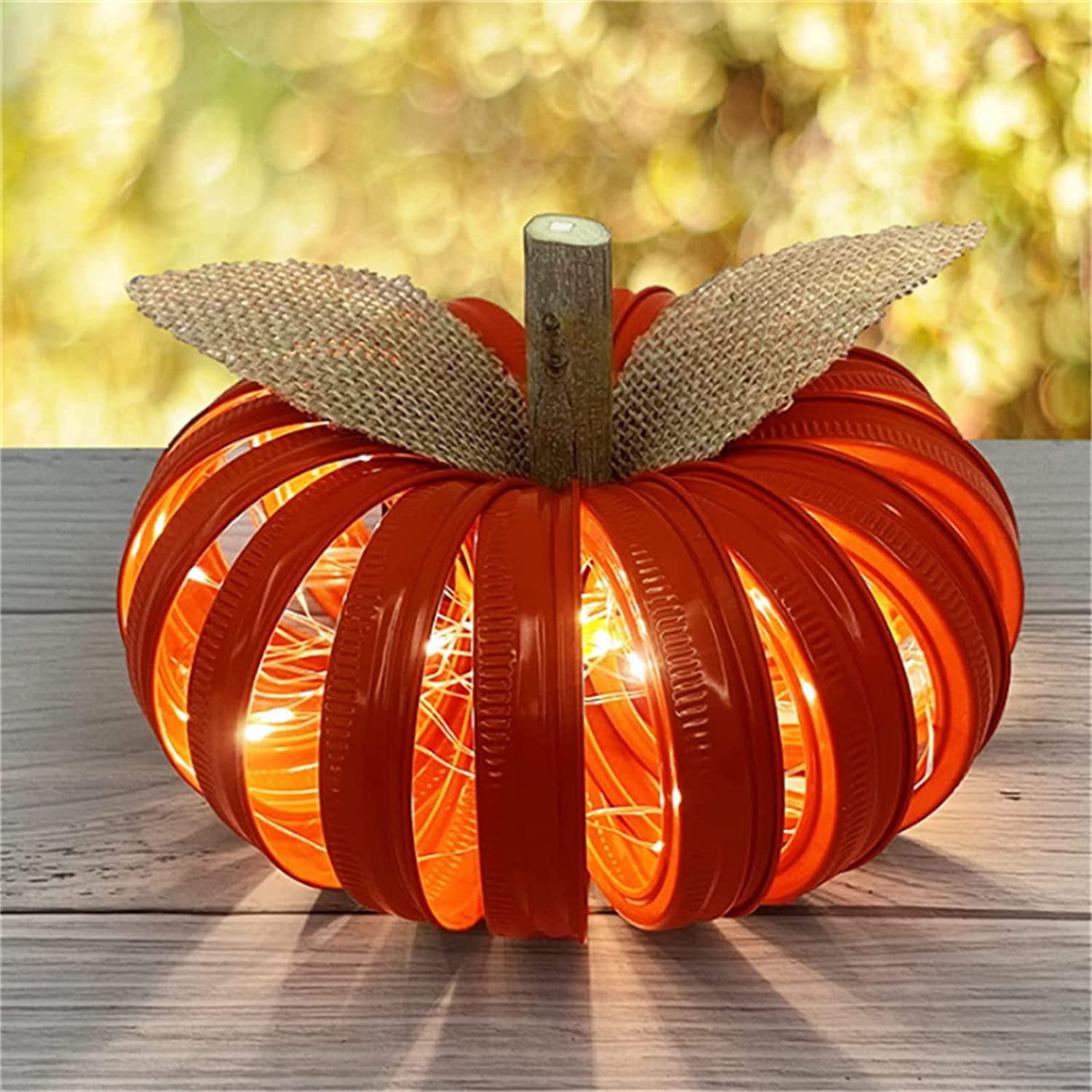 Coolmade Fall Decor Light Up Mason Jar Lid Pumpkin Fall Decorations for ...