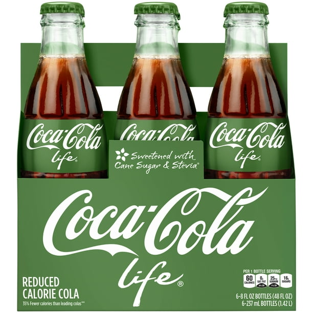 Coca-Cola Life Reduced Calorie Soda, 8 Fl. Oz., 6 Count - Walmart.com ...