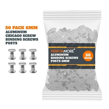 50 Pack of Chicago Screw Post Binding Screws, 6mm Brass Plated Metal ...