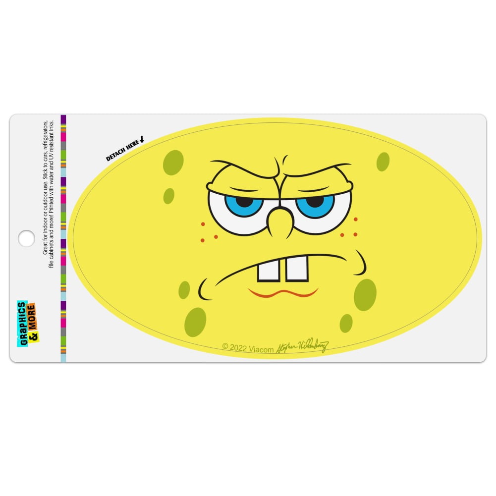 SpongeBob Angry Face Automotive Car Refrigerator Locker Vinyl Euro Oval ...
