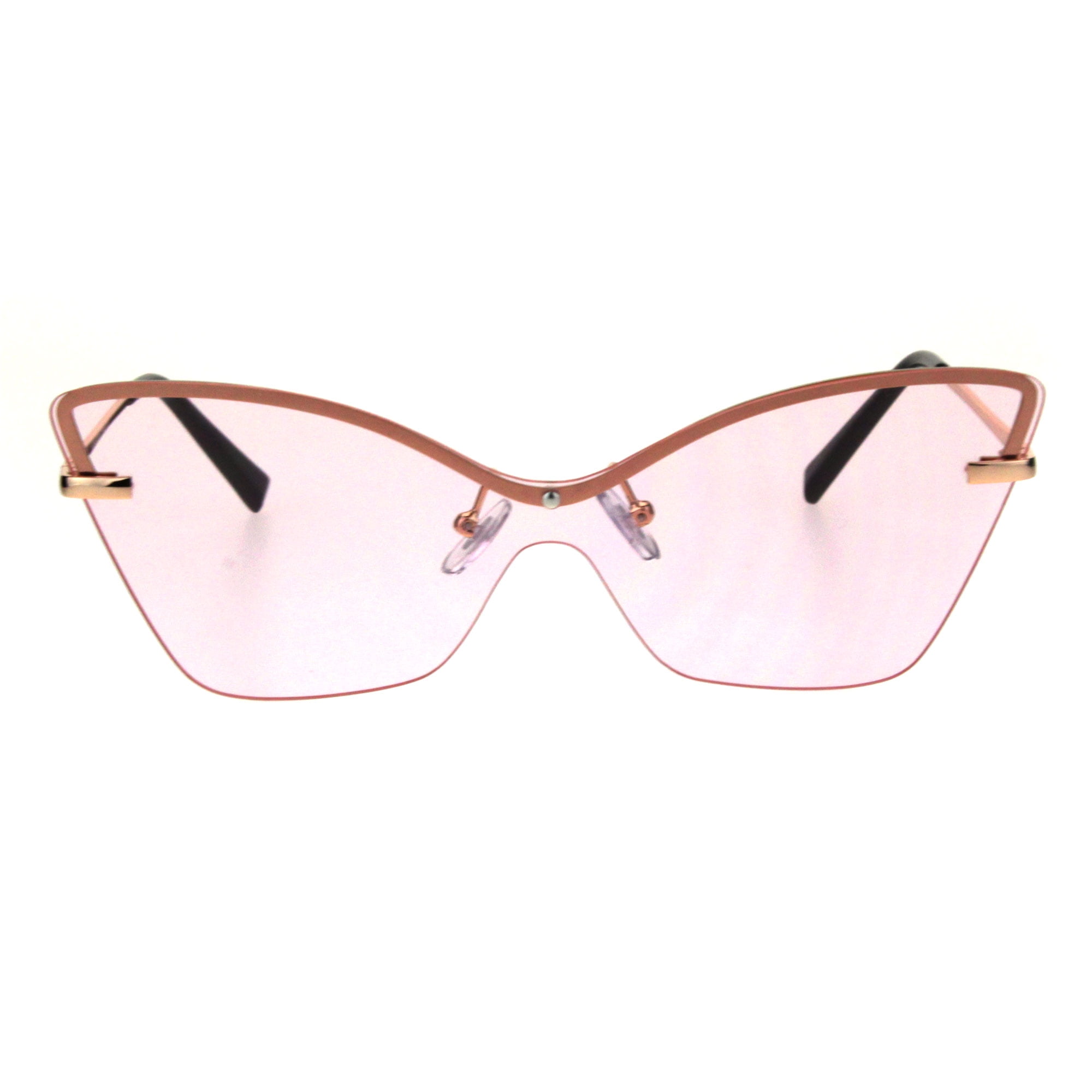 Womens Panel Shield Lens Futuristic Gothic Cat Eye Sunglasses Pink