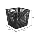 Mainstays Cube Black Decorative Plastic Storage Basket, 13 in x 11 in ...