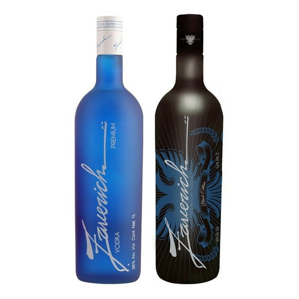Pack de 6 Vodka Zaverich Duo Premium + Black c/u 1 L 1 Zaverich Duo ...