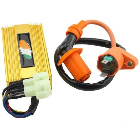GOOFIT AC Ignition Coil with 6 Pin CDI Box for 4 Stroke GY6 150cc ...