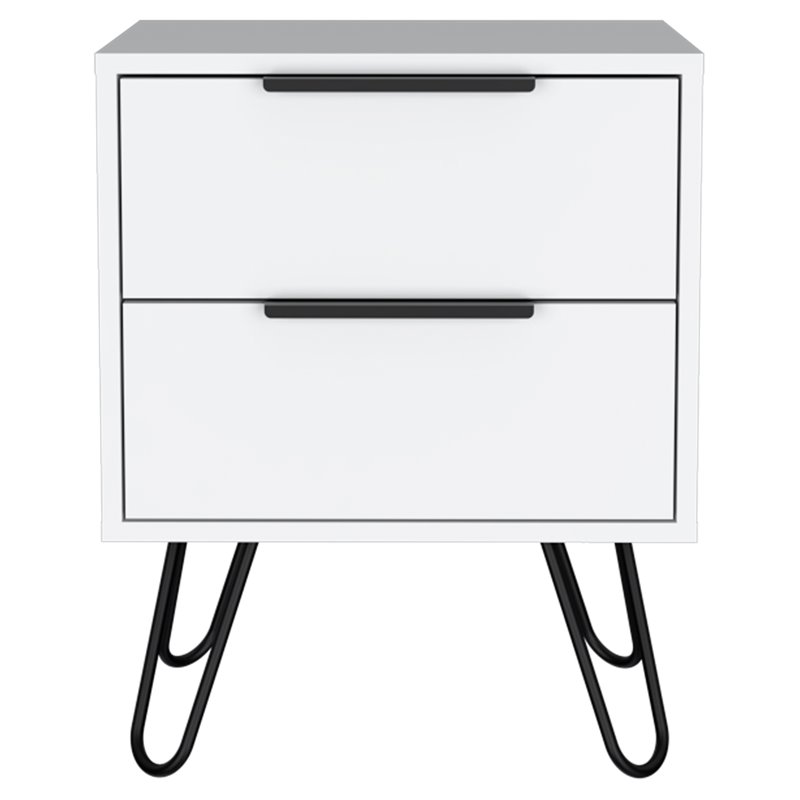 Atlin Designs Modern Metal Bedroom Nightstand with 2-Drawer in White ...