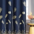Elegant Palm Tree Leaf and Wheat Pattern Blackout Curtains Foil Print ...