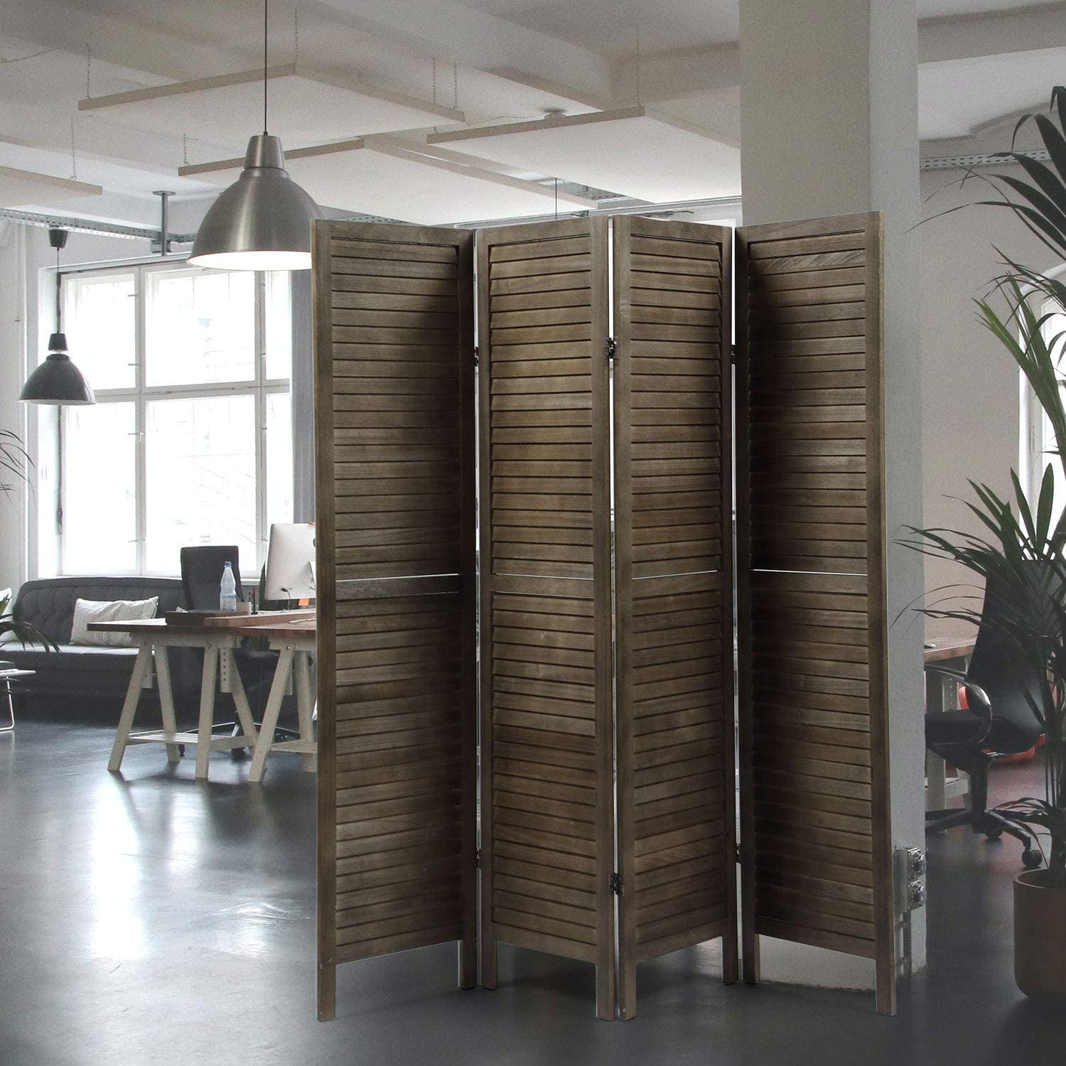 Buy Room Dividers, 4 Panel Freestanding Room Divider, Wood Louver ...