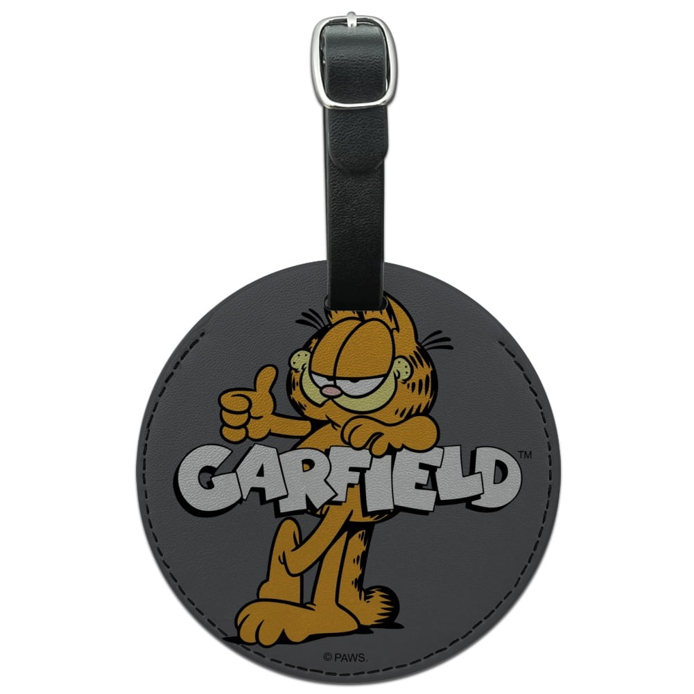 Garfield with Logo Round Leather Luggage Card Suitcase Carry-On ID Tag ...