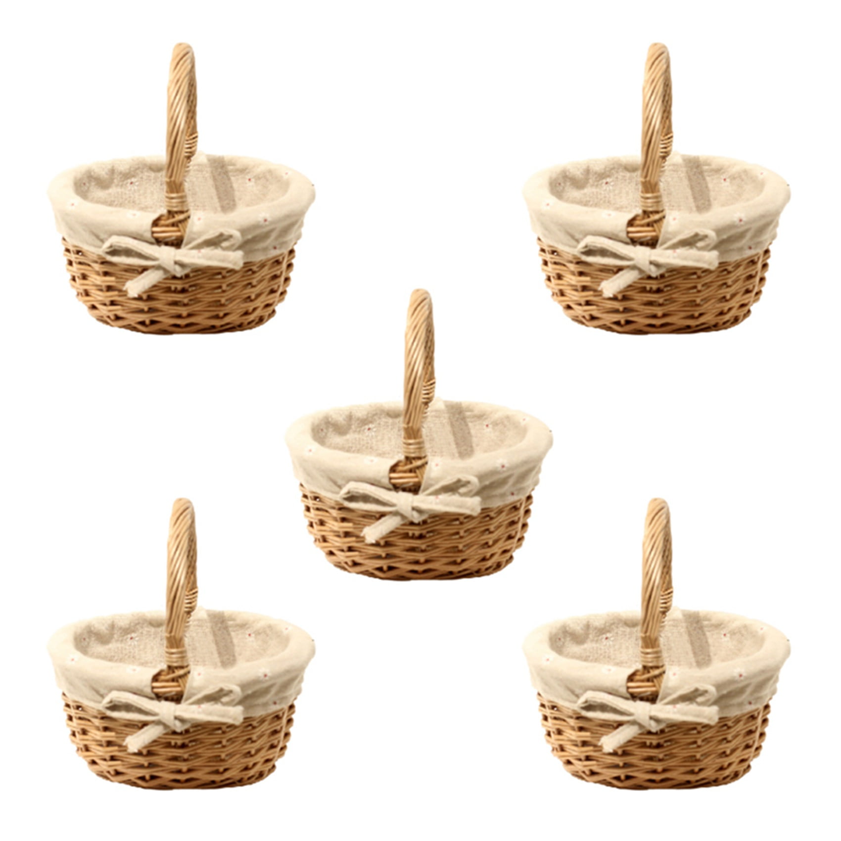 5X Cesta de Mimbre Tejida Una Mano Canasta de Flores de Simulación ...