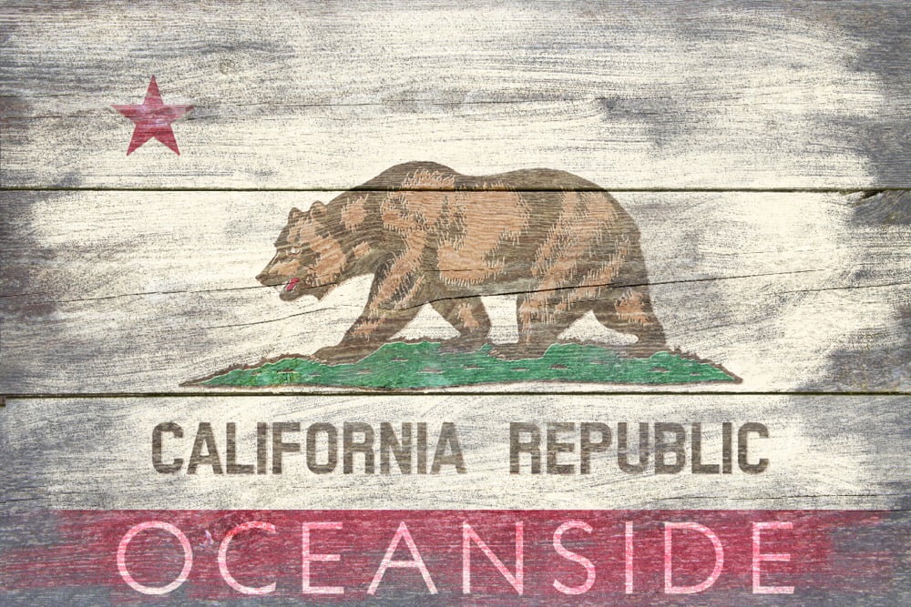 Oceanside, California, Rustic California State Flag (16x24 Giclee ...