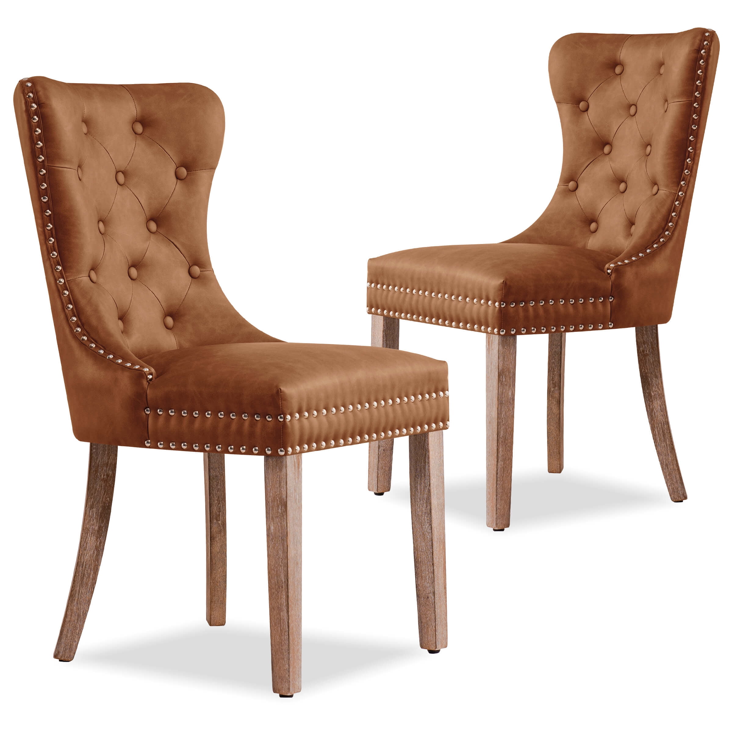 Subrtex Dining Chairs PU Leather Chairs with Wood Legs for Kitchen ...