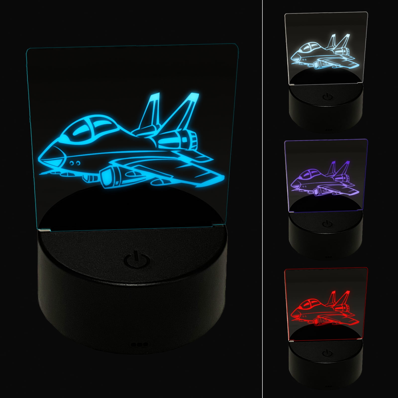 Cartoon Military Fighter Jet Airplane LED Night Light Sign 3D Illusion ...