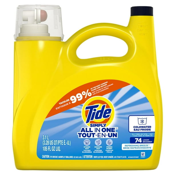 Tide Simply Liquid Laundry Detergent, Refreshing Breeze Scent, All-In ...