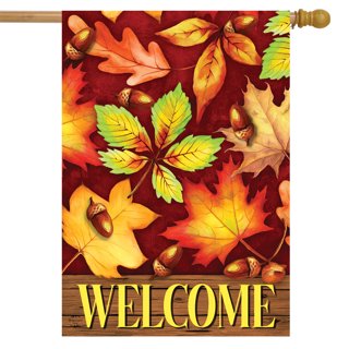 Scarecrow Fall Leaves Foliage Standard Size House Flag Banner - Walmart.com