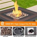Topeakmart 28″ Metal Fire Table w/ Ceramic Top & Cover, Copper ...