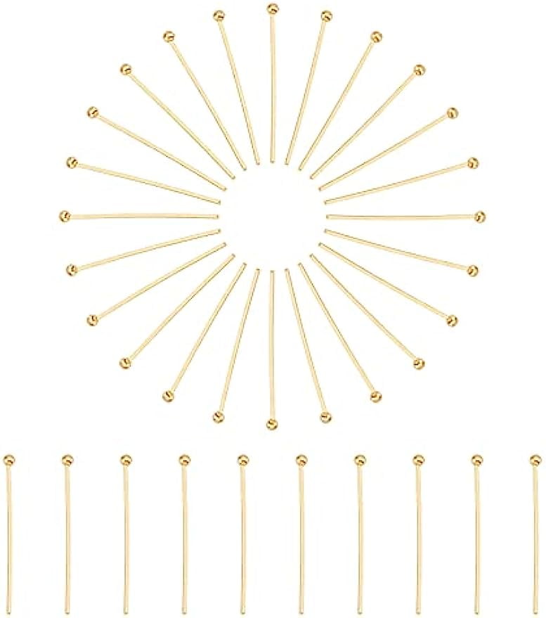 200pcs Stainless Steel Head Pins Ball Pins Golden Head Pins Components ...