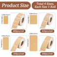 4 Rolls 4 Sizes Kraft Paper Rectangle Blank Label Stickers 15~50x25x0 ...