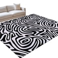 Black Swirling Lines 5'x7' Rug for Living Room Sofa and Coffee Table ...