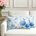 Blue Floral Bird Pillow Covers Set of 4, Summer Blue Flower Dragonfly ...