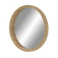 DecMode Contemporary Round Decorative Wall Mirror with Natural Brown ...