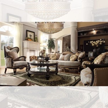 Traditional Met Ant Gold & Perfect Brown 3Pcs Sofa Set By Homey Design ...