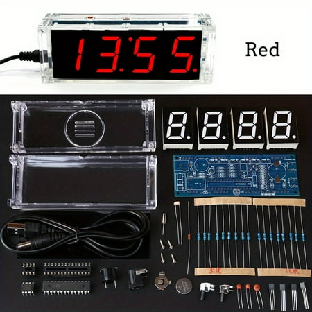 DIY Clock Kit Digital Tube Display Date Week Temperature Alarm DS1302 ...