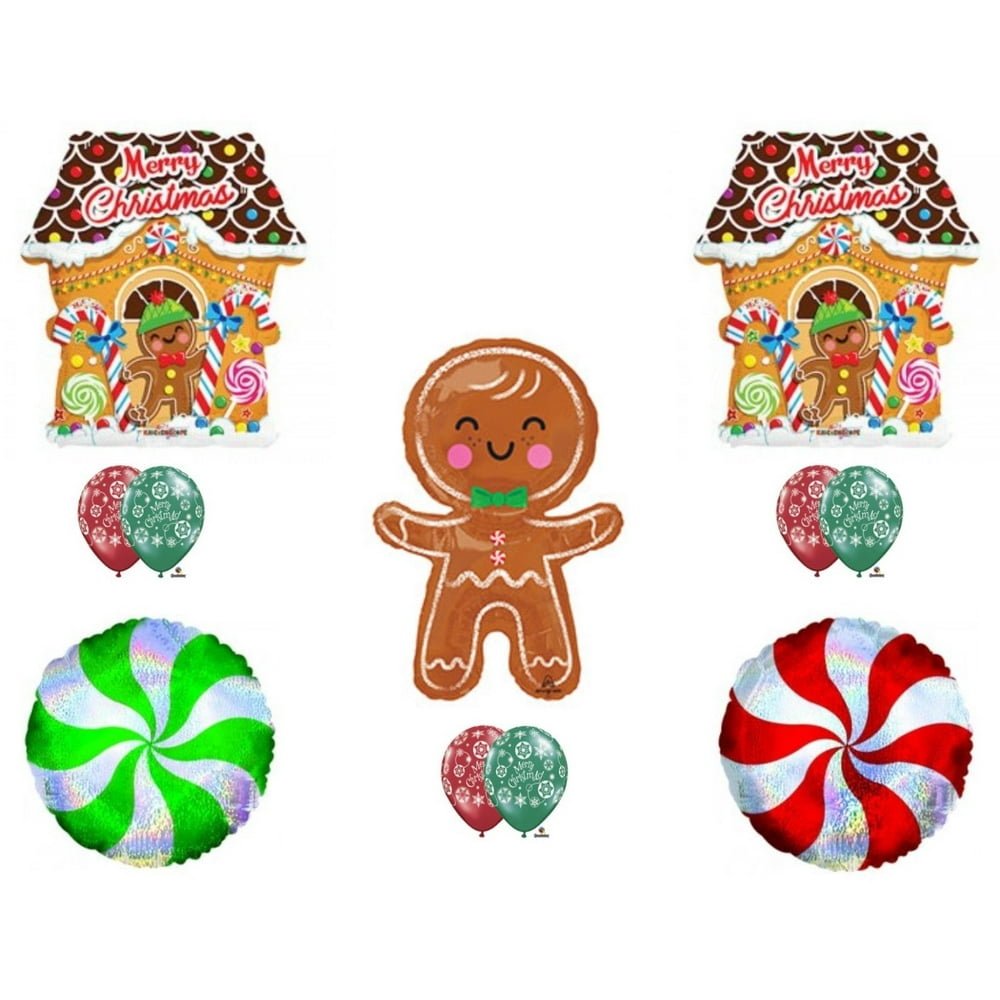 Christmas Gingerbread Man Birthday party Balloons Decorations Supplies ...