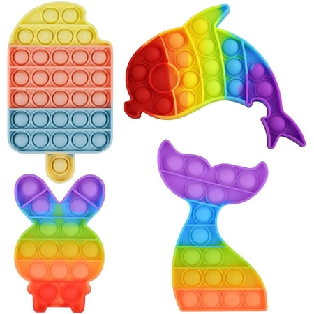 HTCM Push Pop Bubble Fidget Sensory Toys Pack Rainbow Autism Popping ...