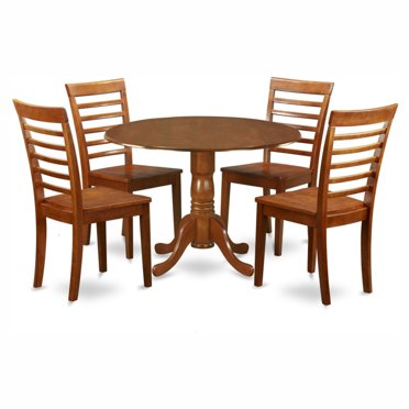 Dublin 5 Piece Drop Leaf Dining Table Set with Plainview Wooden Seat ...