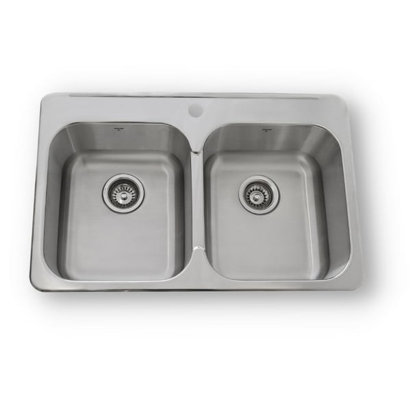 ONEX® Drop-In Double Bowl 31"X20" -7"d Stainless Steel Sink OD3120-7 1H ...