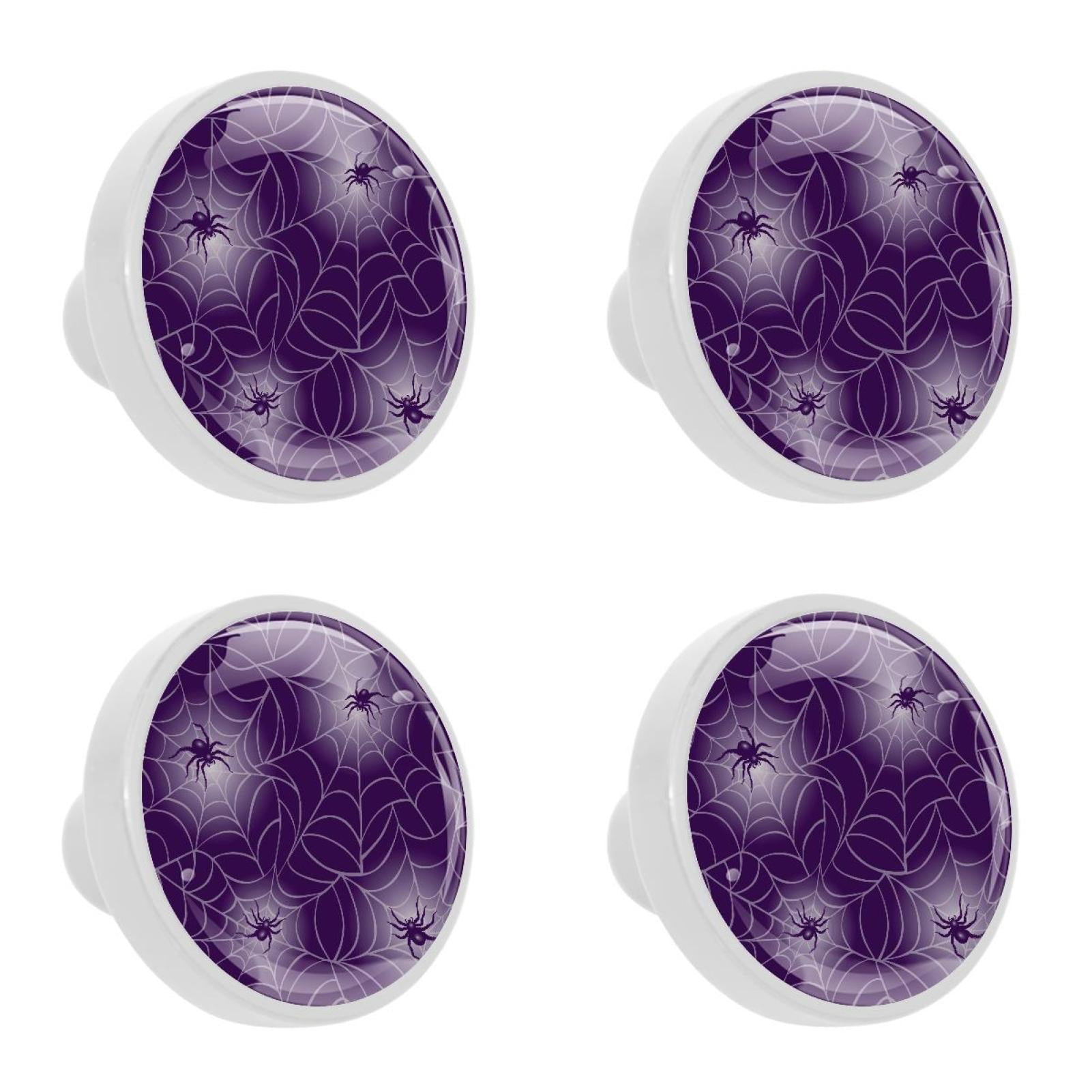 4 Pcs Purple Spider Web Pattern Knobs for Kitchen Cabinet Cupboard ...