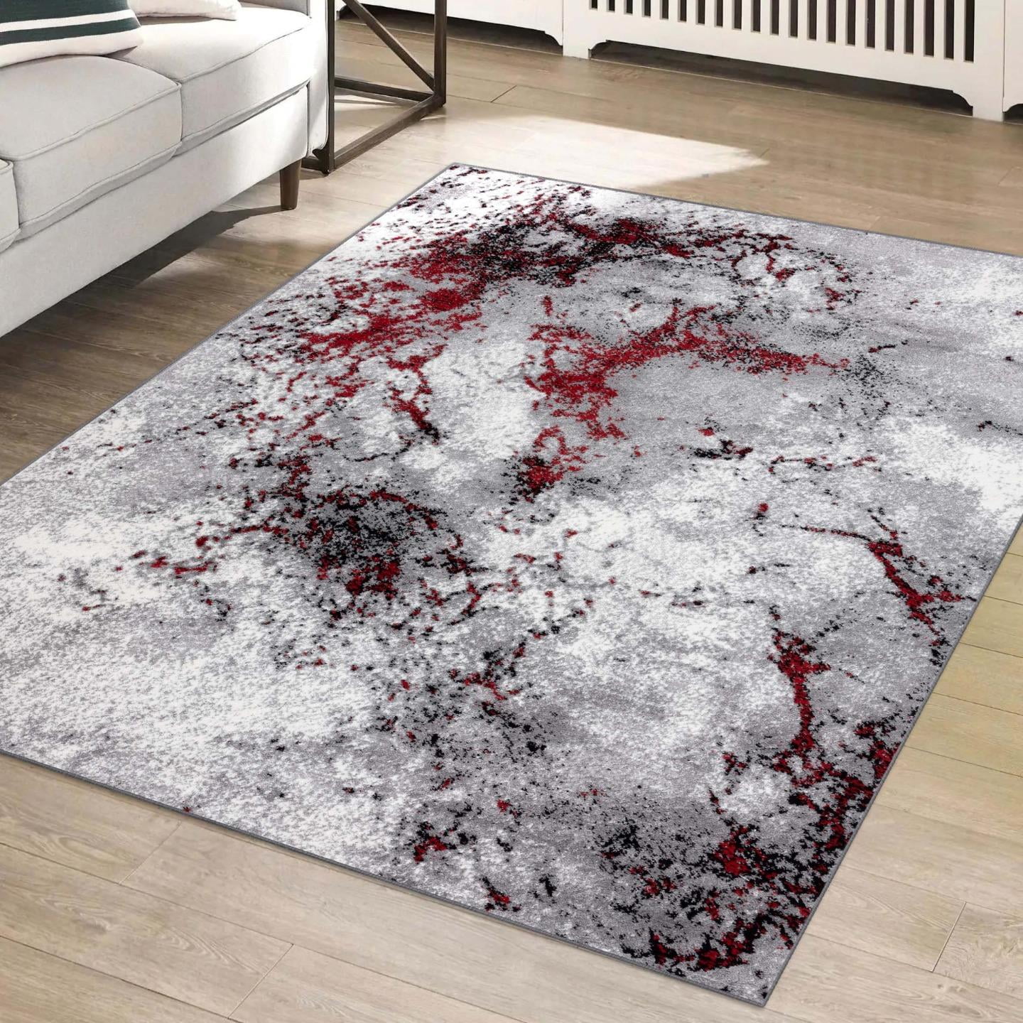 Luxe Weavers Modern Red 5x7 Abstract Area Rug, Stain Resistant Carpet ...