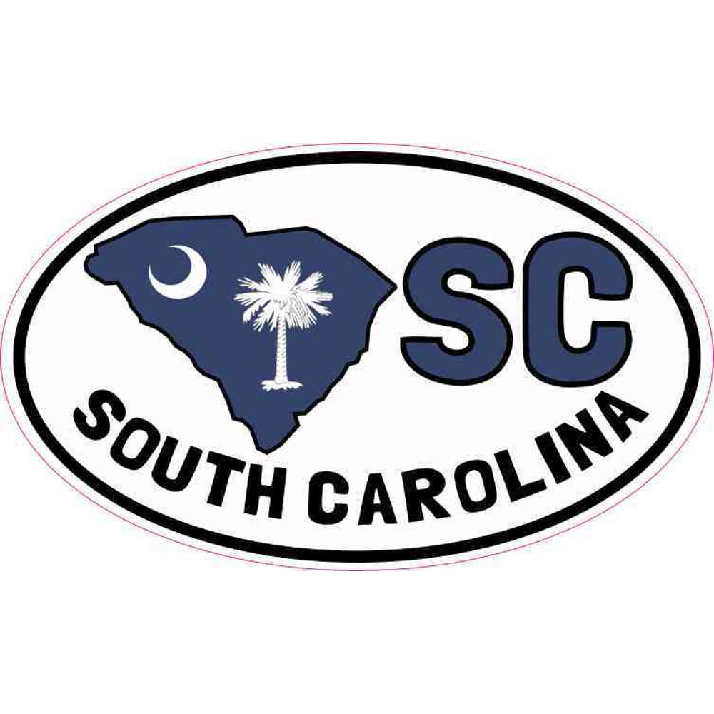 5in x 3in Oval SC South Carolina Sticker Car Bumper Decal Luggage ...