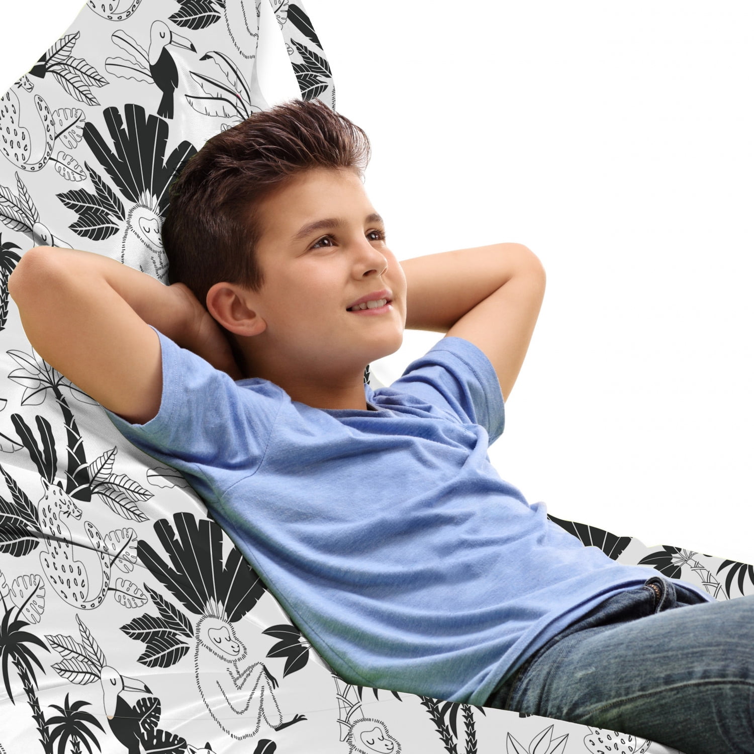 Forest Lounger Chair Bag, Tropical Rainforest Doodle of Monkeys and ...